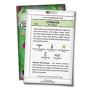 Sow Right Seeds -Sea Shells Cosmos Flower Seed for Planting, Beautiful Flowers to Plant in Your Garden; Non-GMO Heirloom Seeds; Wonderful Gardening Gifts (1)