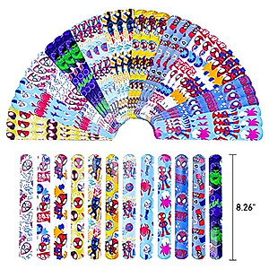 86PCS Spidey Slap Bracelet&Stickers - Spidey and His Amazing Friends Slap Bracelet for Kids Boys & Girls Birthday Party Supplies Favors - Cartoon Spidey Party 50PCS Stickers Carnival Prizes