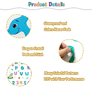 WOYINIS Dino Alphabets Wall Stickers Peel & Stick Vinyl Dinosaur ABC Numbers Wall Decal Colorful Classroom Kids Room Playroom Baby Nursery Wall Decor Early Education Learning Tools