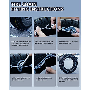SCITOO QG2228CAM Snow Chains for Car Pickup Trucks SUV,Universal Emergency Tire Traction Chain,Anti-Skid Thickening Tire Chains Width 225 235 245 255 265 275 285 295(15" 16" 17" 18" 19" 20")- Set of 2
