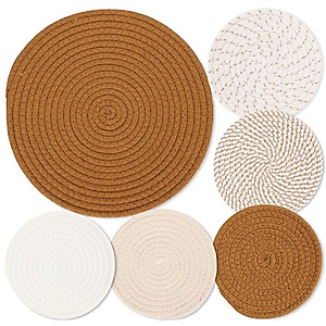 Billbotk Trivets for Hot Pots and Pans, 6 Pieces Boho Rivets for Hot Dishes, Pot Holders for Kitchen, Hot Pads for Countertops, Fall Decorations for Home, 11.8 Inches and 7 Inches ﻿