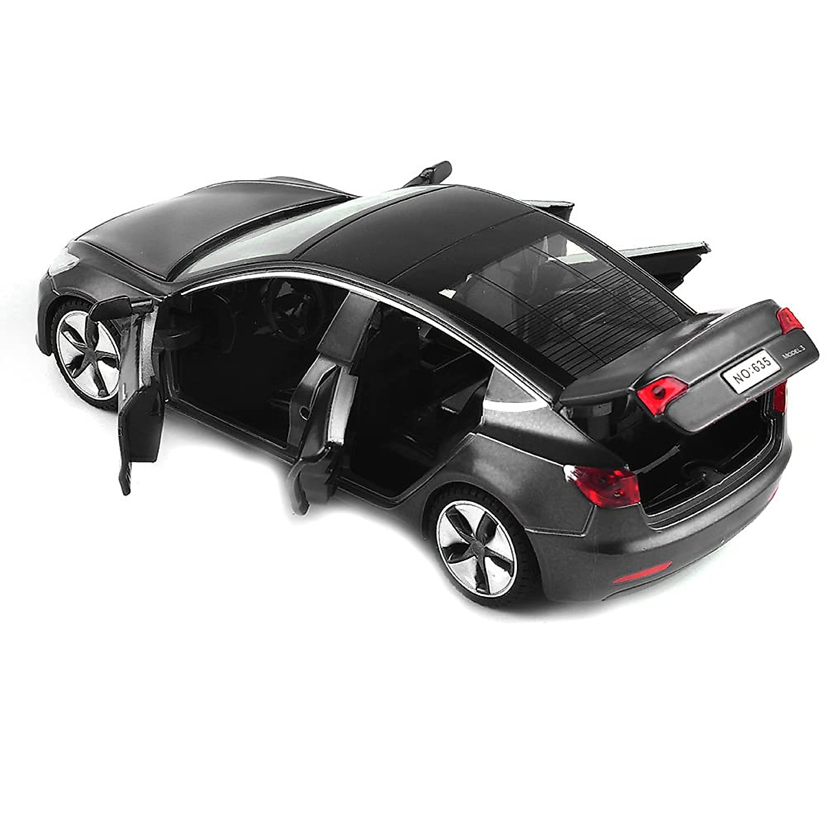 Model 3 Toy Car 1:32 Scale Alloy Car Model 3 Diecast & Pull Back Toy Vehicles Car Toy for 3 to 12 Years Old Toddlers Kids Toy Gift - with Lights and Music (Black)