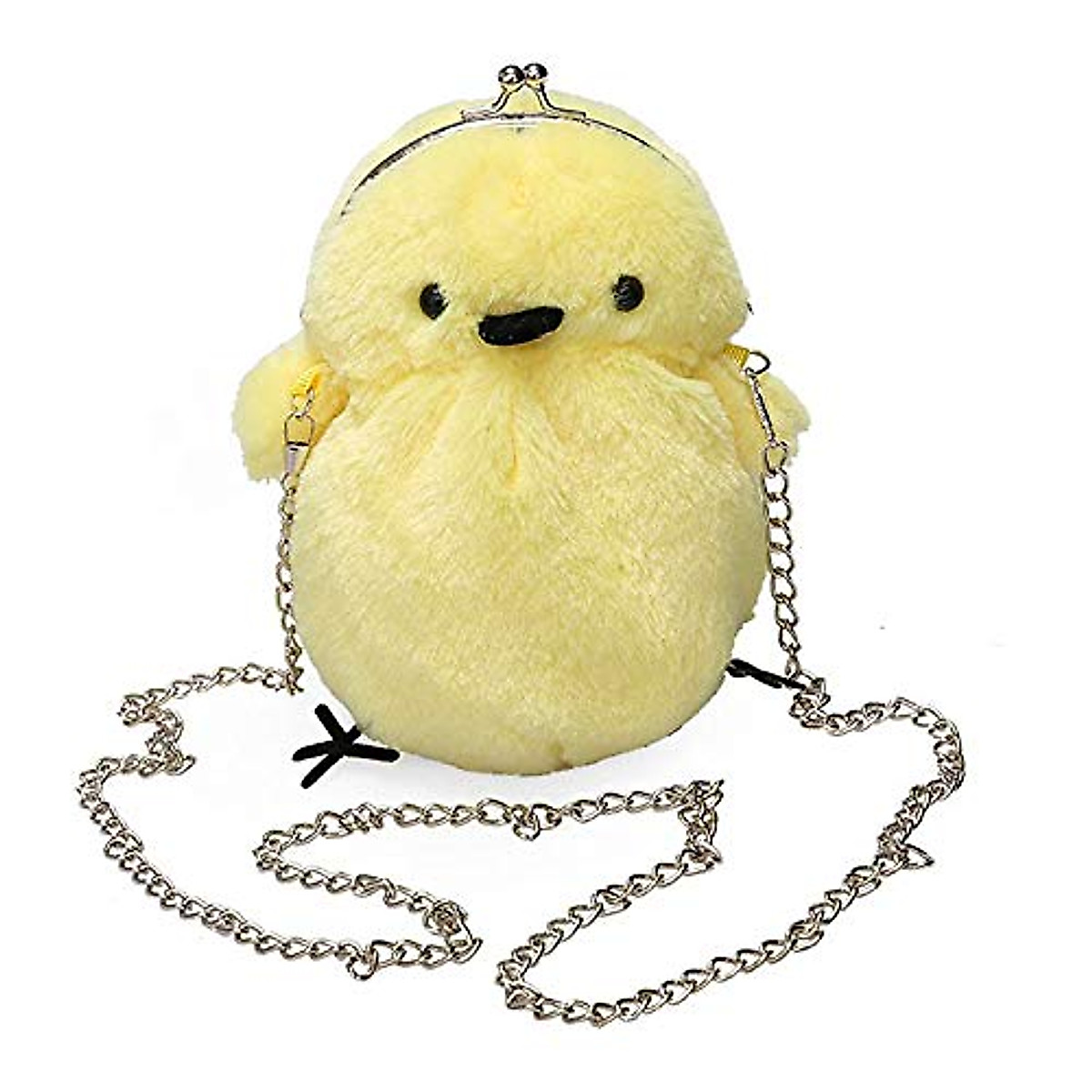 Techcircle Cute Chick Purse Crossbody Fluffy Fur Coin Wallet Chain Pouch-Yellow