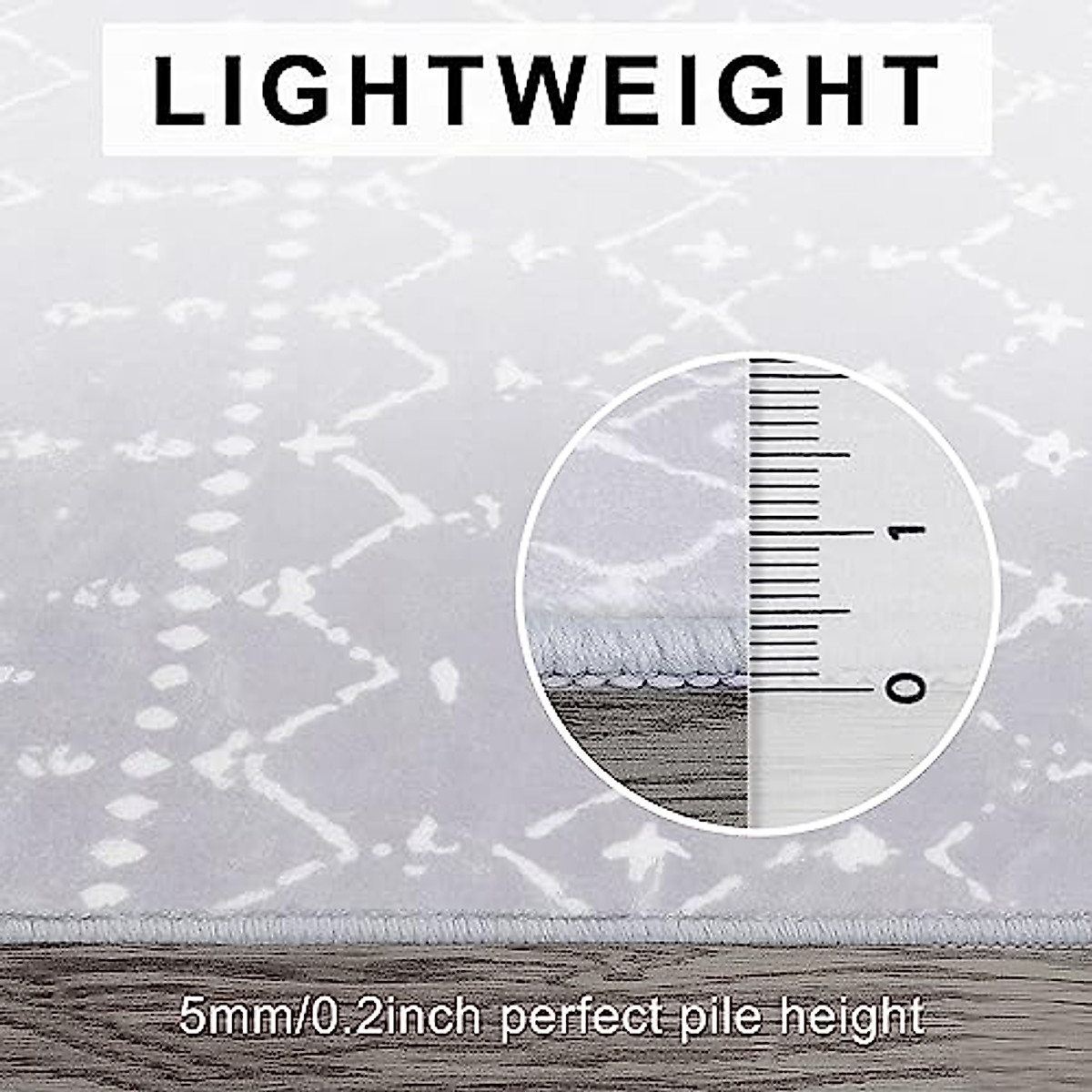 LIVEBOX Washable Grey 2.5x8 Runner Rug Non-Slip for Entryway, Neutral Moroccan Kitchen Rug Long Hallway Rug Runner, Boho Geometric Low-Pile Carpet Throw Rug for Bathroom Laundry Room