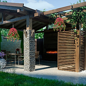 Hanging Basket with Artificial Vine Fake Silk Flowers Plants for Outdoor Indoor, Coconut Lining Basket for Patio Lawn Garden Porch Home Spring Decor (Red)