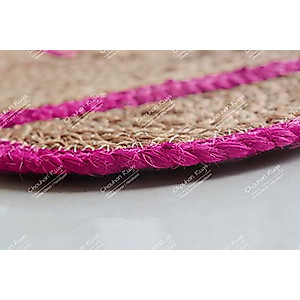 Chouhan Rugs Area Rug Natural Jute Hand Braided Rug Pink Scalloped Runner