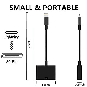 sharllen MFi Certified Lightning to 30 Pin Adapter,2 Pack 8-Pin Male to 30-Pin Female Connector Converter with iPhone Charger Cable Cord Compatible iPhone 12 11 X 8 7 6P 5S 4S 4 3 3G/iPad White&Black