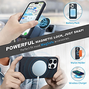 SHIELDON Case for iPhone 15 Pro 5G, Genuine Leather Detachable 2 in 1 Wallet Kickstand RFID Blocking Card Holder Magnetic Shockproof Wireless Charging Case Compatible with iPhone 15 Pro - Navy Blue