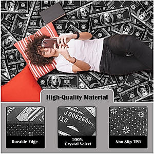 DVKKHD 100 Dollar Bill Area Rug 4x6 Black and White Living Room Rugs Non Skid Modern Money Carpet for Bedroom Cash Art Cool Rugs Room Decorations Office Entryway Dining Room Washable Rug 47”x71”