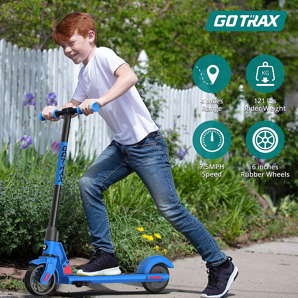 Gotrax GKS Electric Scooter, Kick-Start Boost and Gravity Sensor Kids Electric Scooter, 6" Wheels UL Certificated E Scooter for Kids Age of 6-12 (Blue)