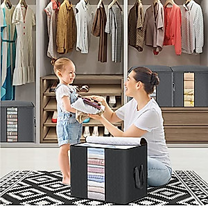 Large Storage Bags, 4 Pack 90L Storage Organizer Container， Foldable Closet Organizers with Handles and Sturdy Zippers for Blankets, Comforters, Clothing, Bedding