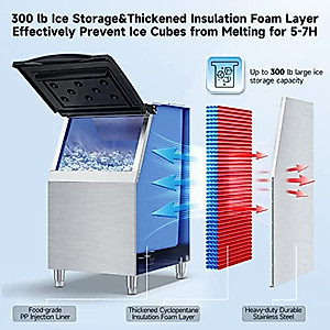 Coolski Commercial Ice Maker Machine 350LB/24H, 22'' Air Cooled Ice Machine Commercial Clear Cube/Efficient Cooling/Durable Construction, Ideal for Restaurants/Bars/Hotels, ETL Approved