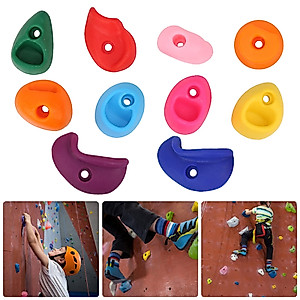 Tiiyee 10pcs Climbing Holds Multi Colored Kids Adults Large Rock Climbing Holds Climbing Rocks for Outdoor Indoor Play Set Home Playground DIY Climbing Wall Grip Kits (Medium)