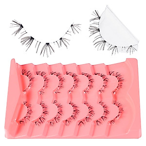 outopen 7 Pairs Bottom Lashes Clear Band Wispy Natural Look Lashes Japanese Manga Style Spiky Anime Lower Lashes Dramatic DIY Cosplay Bottom Eyelashes Reusable (A03)