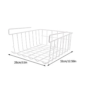 Cabilock 1pc Wardrobe Storage Rack White Wire Rack Kitchen Cabinet Shelves Kitchen Cabinet Organizer Space Saving Wardrobe Organizer Hanging Rack Cupboard Shelf Food Basket Iron Office