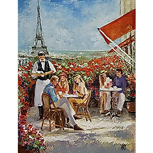 SOLD When Spring Arrives in Paris - Paris Sidewalk Cafe by Internationally Renowned Painter Yary Dluhos