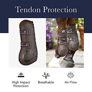 LeMieux Impact Responsive Horse Tendon Boots - Protective Gear and Training Equipment - Equine Boots, Wraps & Accessories - Tendon Protection and Support (Black/Medium)