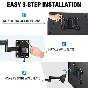 Mounting Dream Lockable RV TV Mount for Most 10-26 Inch Flat Screen, RV Mount TV Bracket for Camper Trailer Truck Boat, Full Motion RV TV Wall Mount Quick Release Lock, VESA 100x100mm, 22 lbs MD2209