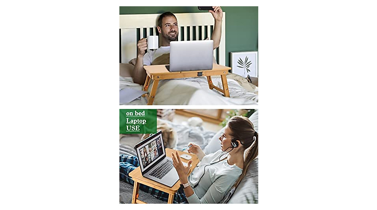 Nnewvante Adjustable Bamboo Laptop Desk - Multi-Use Table