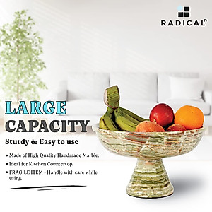 Radicaln Marble Fruit Bowl Green Onyx 12"x8" inch Handmade kitchen table Bowl - Dining Fruit Holder Decorative Bowls - Salad & Vegetable Storage For Kitchen Counter