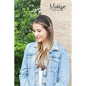 Motique Accessories Black 2 Inch Wide Leather Like Headband Solid Hair band for Women and Girls