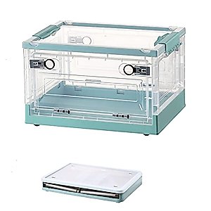 Taofwter 26L Collapsible Storage Bins with Lids for organizing, Stackable Clear Latch Storage Box with Handle, Folding Plastic Containers for Clothes, Toy, Books