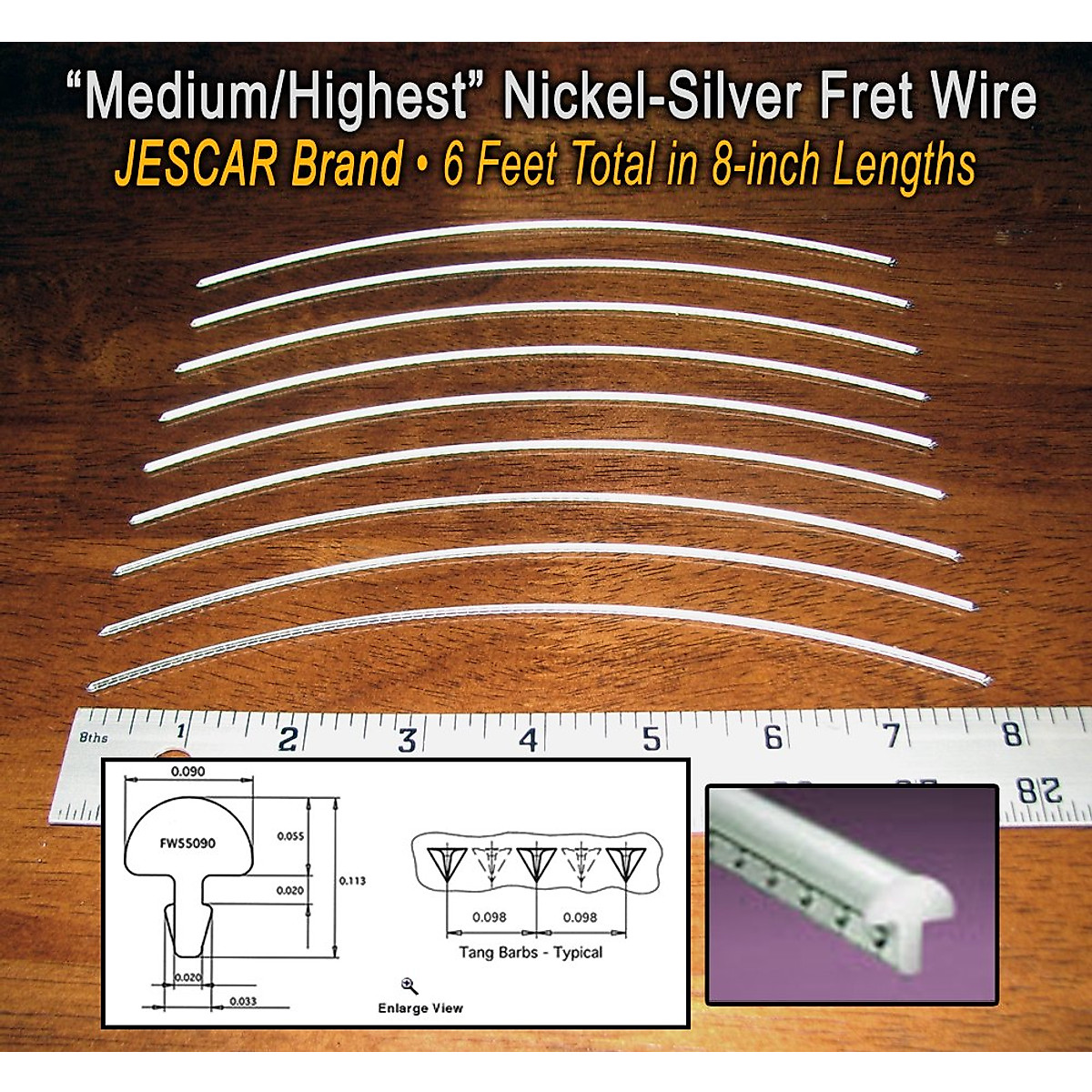 C. B. Gitty Guitar Fret Wire - Premium Nickel-Silver Medium/Highest Gauge - Six Feet