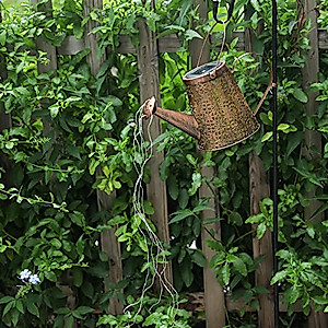 Solar Watering Can Outdoor Garden Decor, Warm waterfall String Lights Solar Lanterns, Landscape Lights for Front Yard Porch Lawn Driveway Patio Backyard Pathway Gardening Gift(With shepherd hook)
