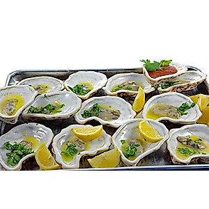 Jefferson Street - Ceramic Oyster Shells for Grilling Baking Cooking -12 Pack - Beautiful, Real Oyster Shell Look- Durable Stoneware Clay and Glaze - Reusable and Easy to Clean - Handmade in USA