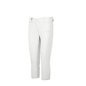 Mizuno girls Belted Stretch Fastpitch Softball Pant , White, Small