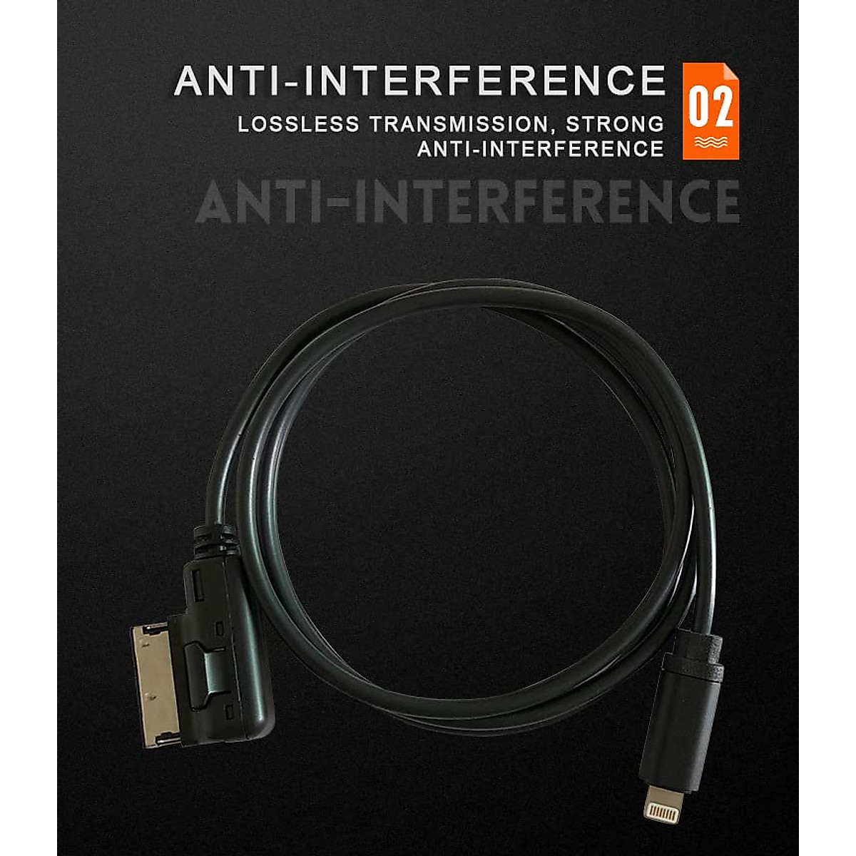 Car Audio Charging Adapter Cord Compatible with Apple iPhone 11 Xs Max XR X 8 7 6 for Audi A1/A3/A4L/A5/A6L/A8/Q3/Q5/Q7/TT, Music Charging 2-in-1 Conversion Cable