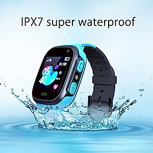 Children's Phone Watch Smart Positioning IPX7 Swimming-Grade Waterproof Photo Multi-Function Two-Way Call Smart Watch Blue Halloween Window Decorations 204