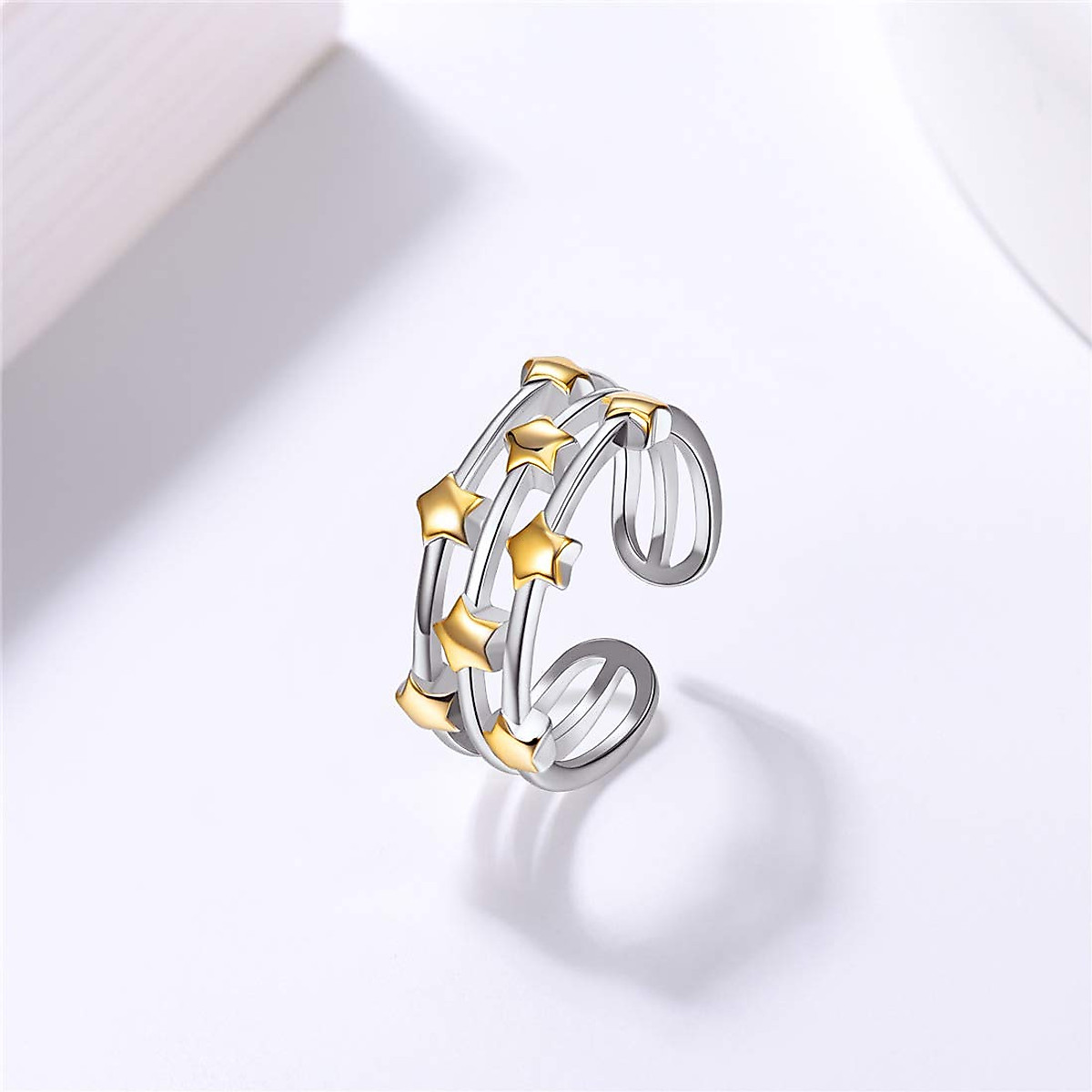 ChicSilver 925 Sterling Silver Star Ring Stacking Engagement Ring for Women Promise Ring Size 6-12