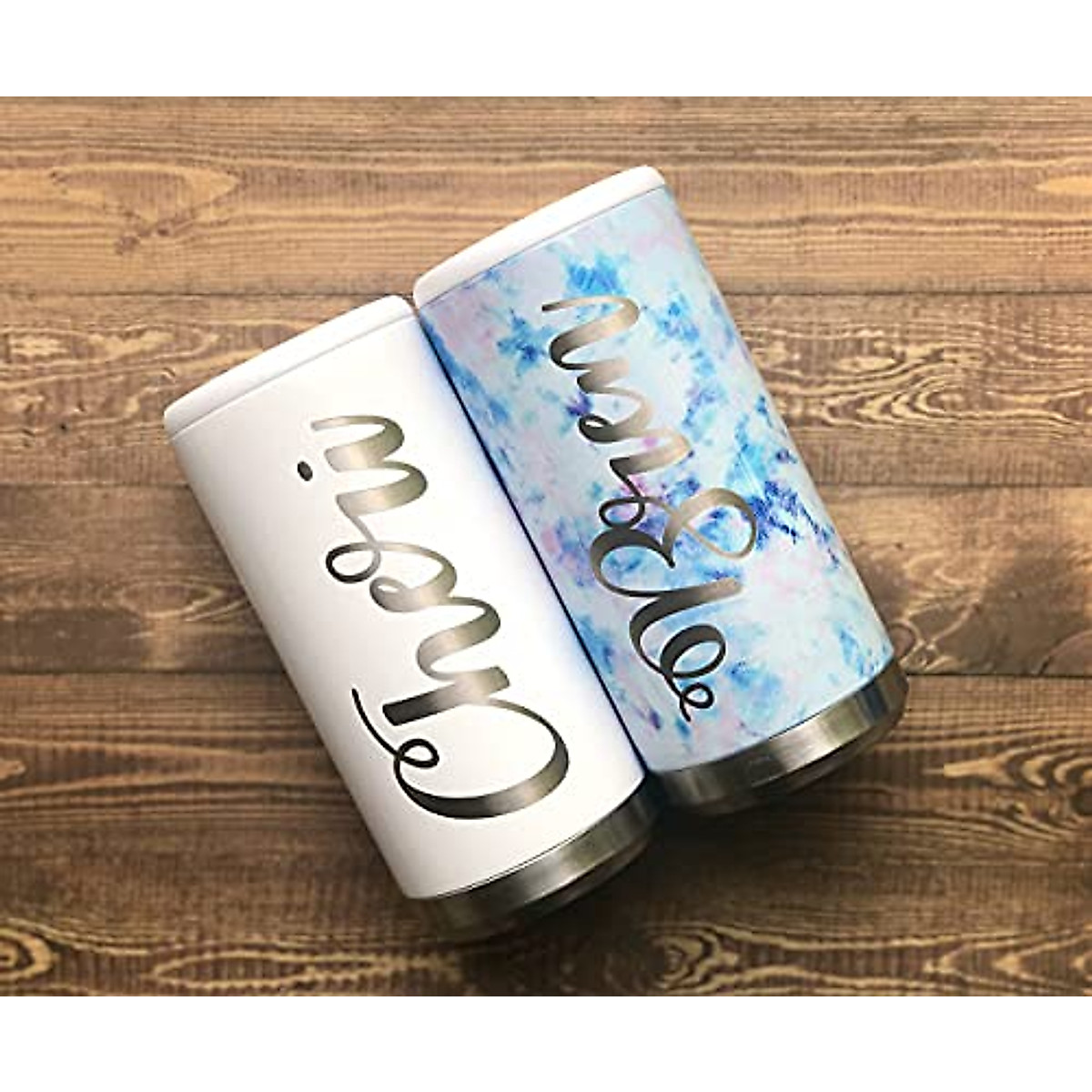 Maars® Personalized Slim Can Cooler Stainless Steel - Skinny Can Cooler Laser Engraved - Stainless Steel 12oz Sleeve, Double Wall Vacuum Insulated Drink Holder for Slim Beer & Hard Seltzer