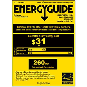 COMFEE' CRM33S3AST Cubic Feet Compact Singel Door Mini Fridge for Bedroom Office Garage Studio Dorm with 3 Removal Glass Shelves Stainless Steel Refrigerator, 3.3 Cuft, Silver