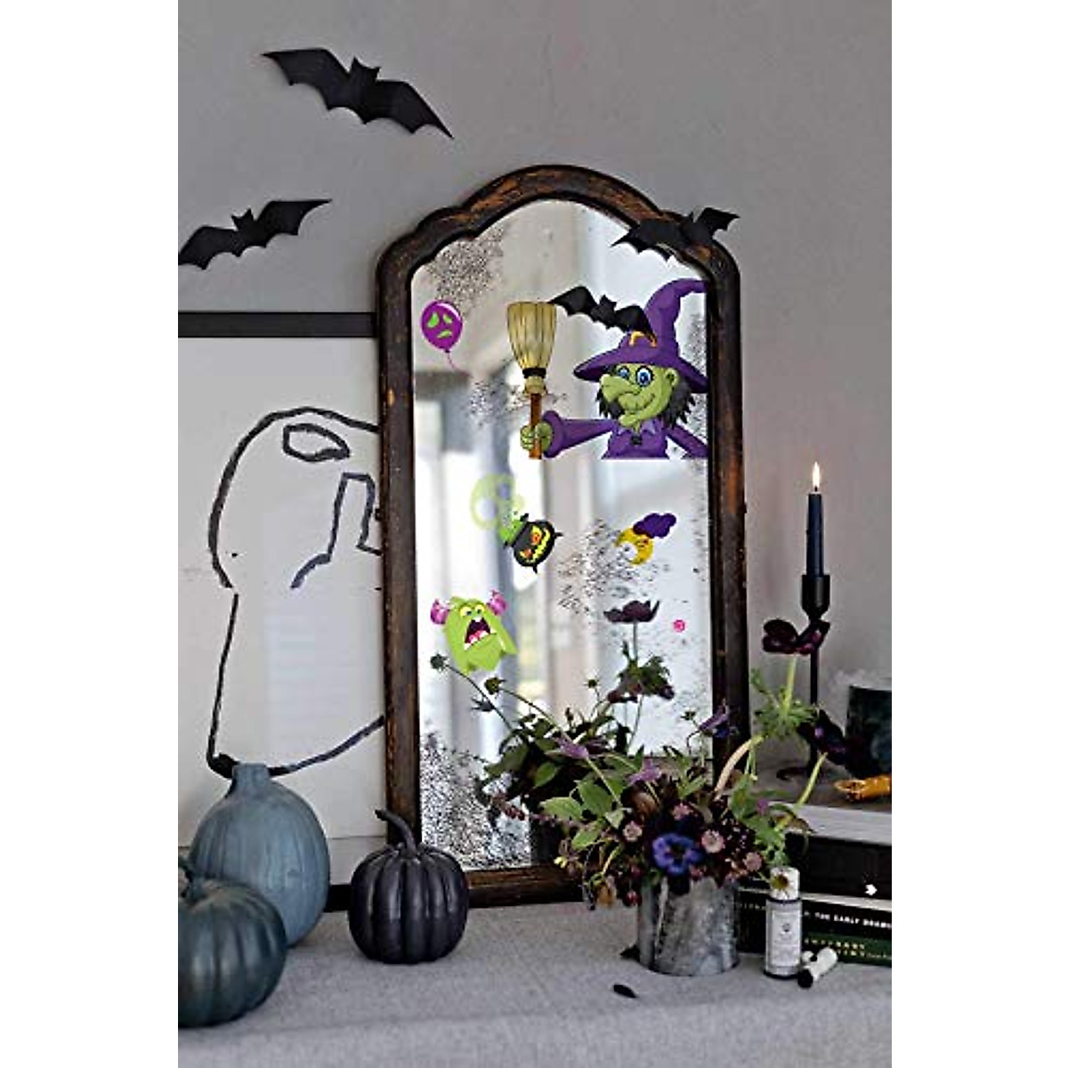 625PCS Halloween Decorations Window Clings - Hallowmas Ghost Spider Bat Pumpkin Monster Peeking Decals Party Supplies Decor