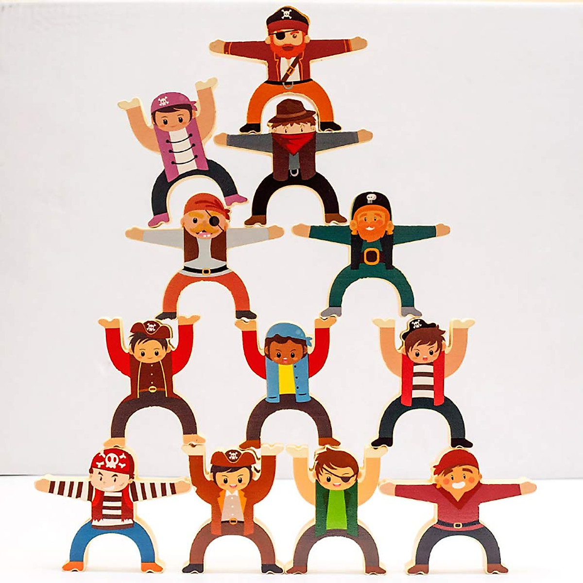BESTING Balancing Stacking Blocks Pirate Parent-Child Children's Educational Wooden Toy Acrobatic Troupe Interlock Decompression Preschool Toys Balancing Games (HJ006)