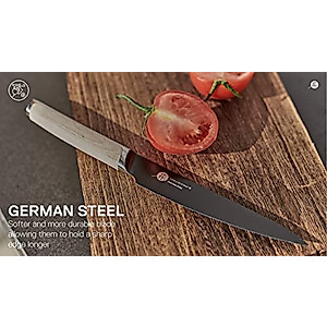 Everdure German Steel Professional Utility Knife, 6 Inch Knife with Titanium Coated Blade and Pakka Wood Handle, Perfect Kitchen Knife for Slicing Sandwiches, Cheese, Vegetables, and More