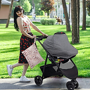 AUUXVA Wet Dry Bags Set Pastel Pink Leopard Print,Cloth Diaper Wet Bag Waterproof Reusable with Two Zippered Pockets for Travel Beach Pool Swimsuits Wet Clothes,2pcs