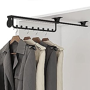 Pull-Out Closet Sliding Rod Aluminum Heavy Duty Wardrobe Clothes Hanger Rail, Extendable Wardrobe Rail Tube Valet Rod, Space Saver Closet Organizer,Top Mount (Size : 44cm/17.3in)