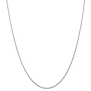 Solid 14k White Gold .7mm Carded Cable Rope Chain Necklace 18"