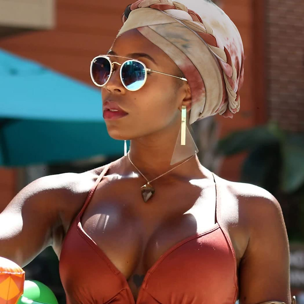 Woeoe African Turban Head Wraps Tie Dye Braid Beanie Cap Headwrap Soft Stretch Head Cover Cap Headwear for Women and Girls(Pack of 2)