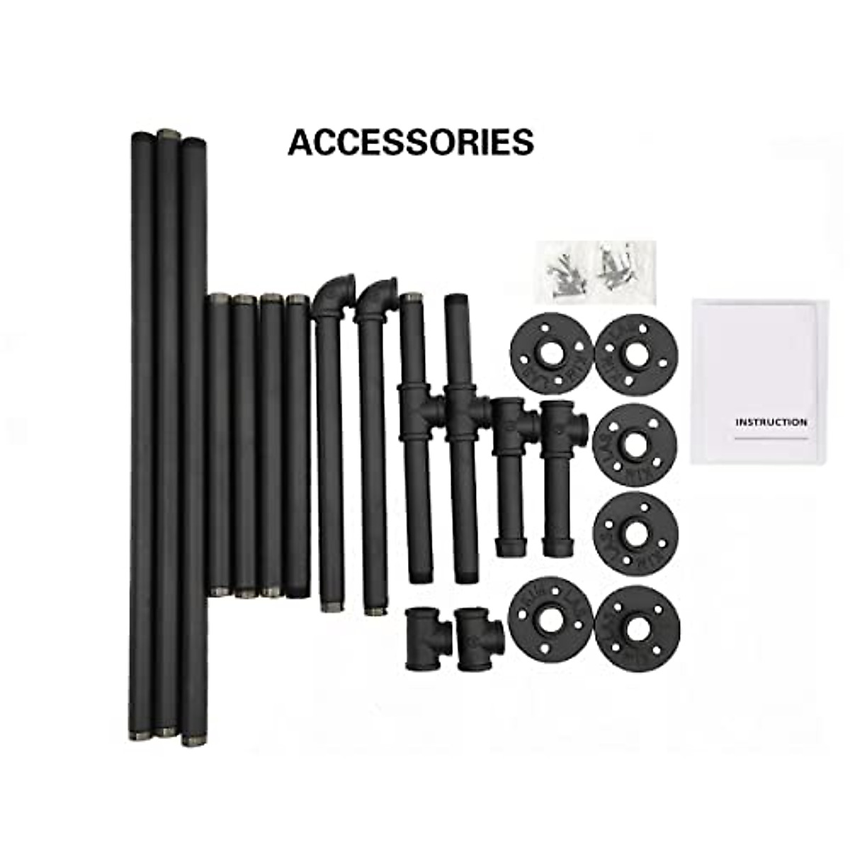 Industrial Pipe Wall Mounted Garment Rack,Hanging Clothes Rack,84.6 Inch Heavy Duty Detachable Garment Bar,Multi-Purpose Hanging Rod for Closet Laundry Room Storage Organization Retail Display Black