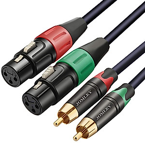 JOMLEY XLR to RCA Cable, Heavy Duty Dual XLR Female to Dual RCA Male Patch Cord HiFi Stereo Audio Connection Interconnect Lead - 3.3ft