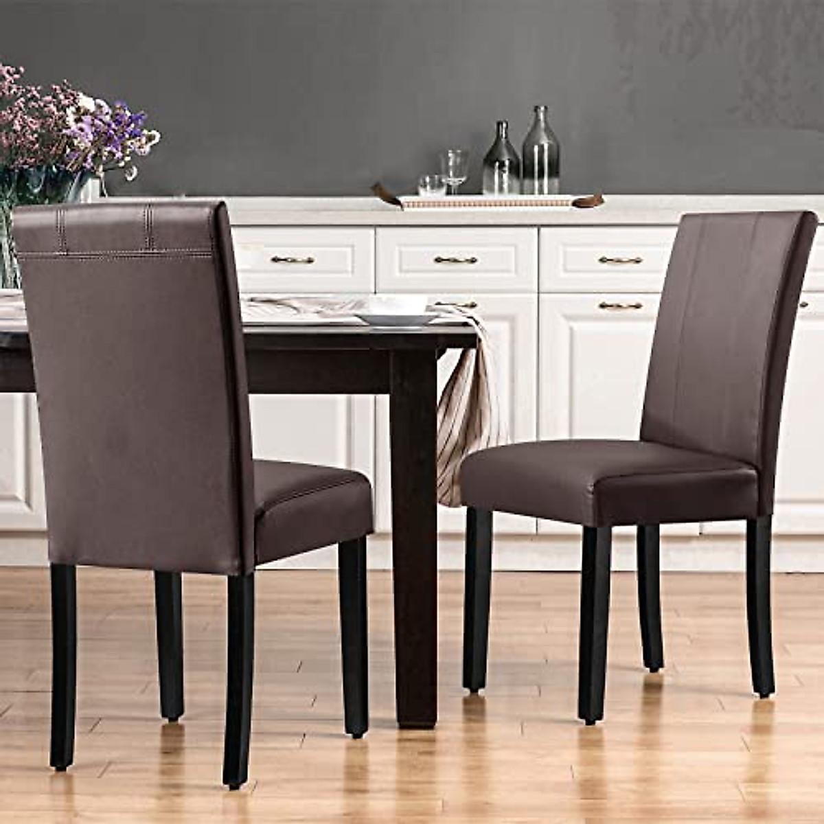 subrtex Leather Dining ding Room Chairs Set of 2, Chocolate