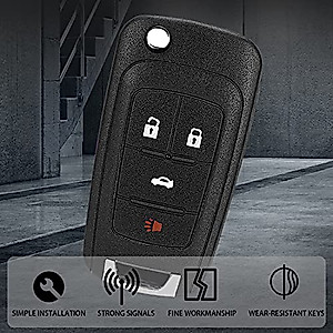 Car Key Fob Keyless Entry Remote Flip Replacement Fit for Chevy Buick GMC Cruze Equinox Camaro Malibu Sonic Impala Lacrosse Regal Verano Encore Allure Terrain 2010-2021 (OHT01060512)