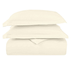 Pizuna Pure 100% Cotton Queen Duvet Cover Set, 600 Thread Count Long Staple Cotton Crisp Sateen Weave with Button Closure (Combed New Ivory Cotton Duvet Cover Queen)