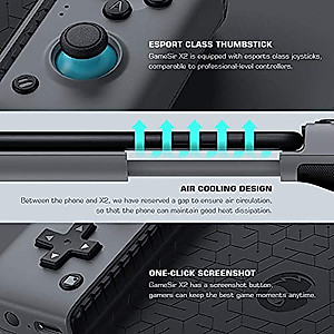 GameSir X2 Bluetooth Wireless Mobile Game Controller, Type-C Port, Custom Turbo Key, Bluetooth 5.0 Support Android/iOS iPhone Xbox Cloud Gaming, Google Stadia, GeForce Now, MFi Apple Arcade Games