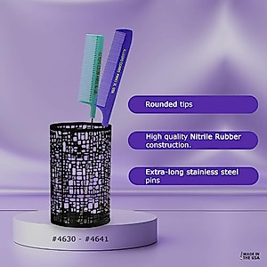 Allegro Combs XL Pintail Rat Tail Combs Parting Combs Metal Tail Foiling Combs Pin Combs 2 Pc. (PURPLE & MINT)