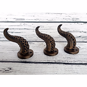 3 Piece Tentacle Hook Set Octopus Hangers Towel hooks antique bronze finish